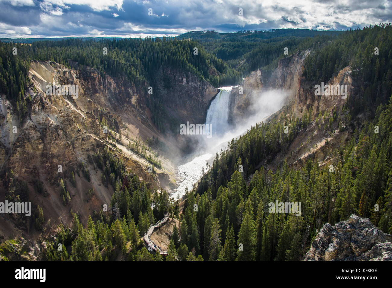 The upper falls in the grand canyon of Yellowstone in the Yellowstone ...