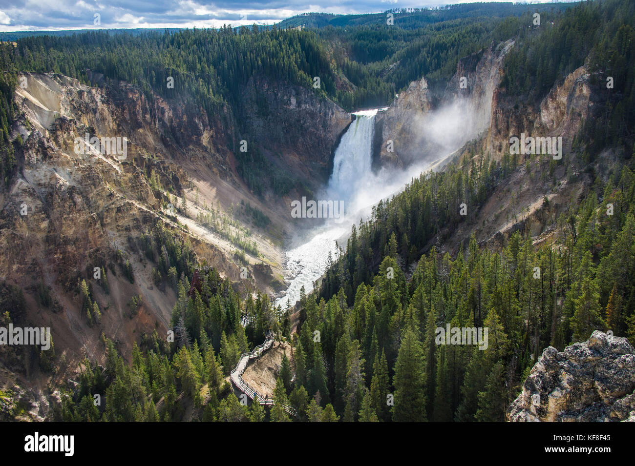 The upper falls in the grand canyon of Yellowstone in the Yellowstone ...
