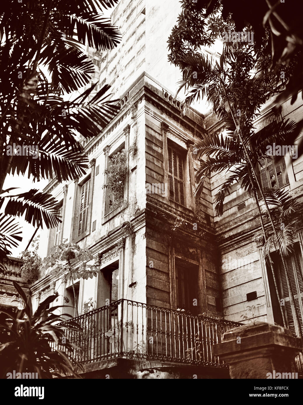 Brazil, Belem, South America, exterior of restaurant building (B&W ...