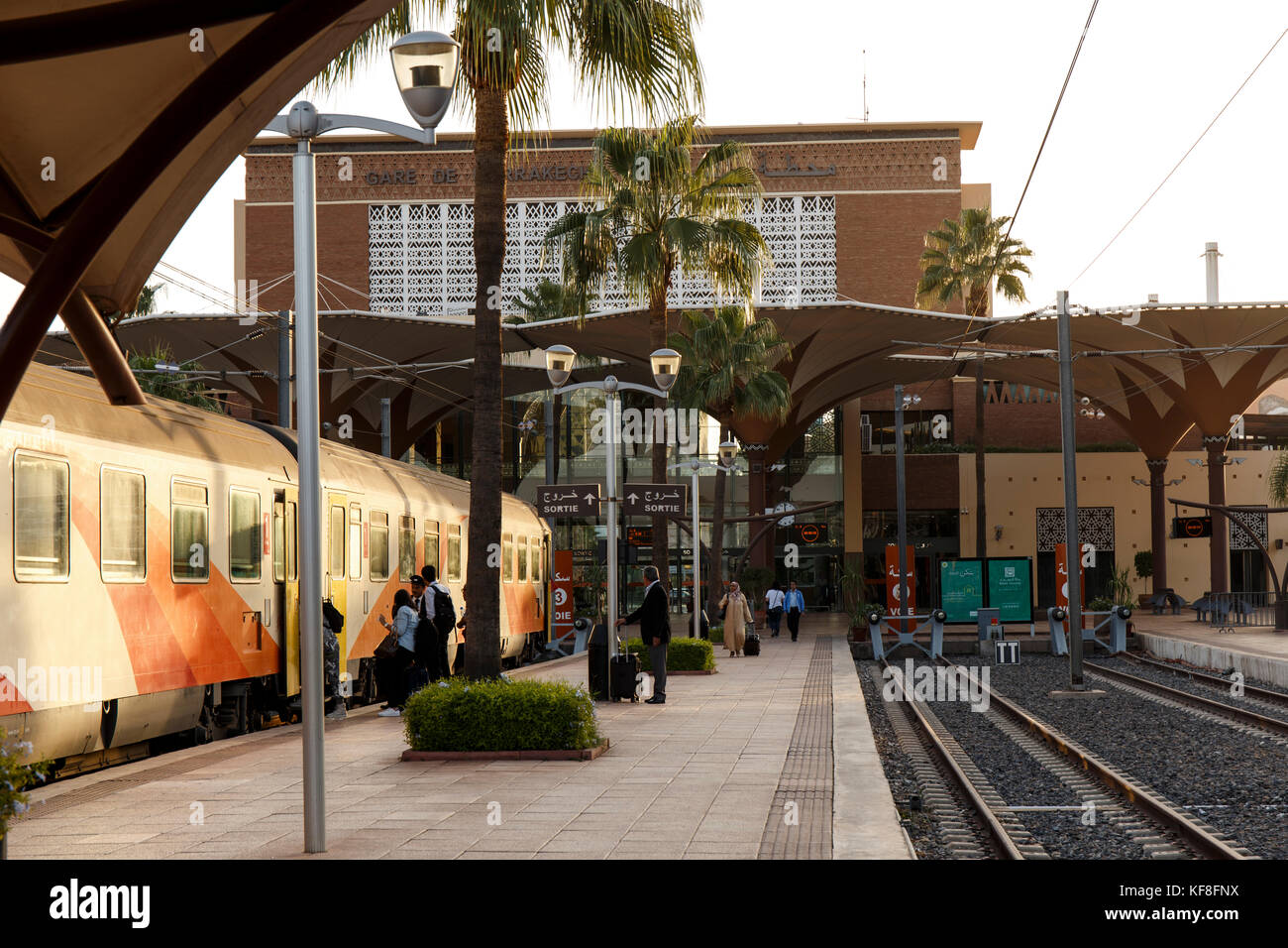 train at Marrakech railway station in Morocco, North Africa Stock Photo ...