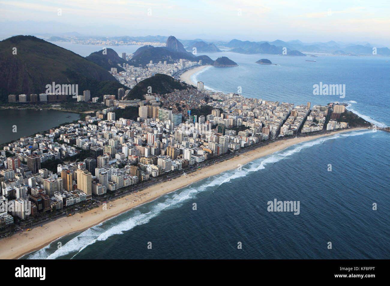 BRAZIL, Rio de Janiero, an ariel view of Ipanema Beach which is located ...