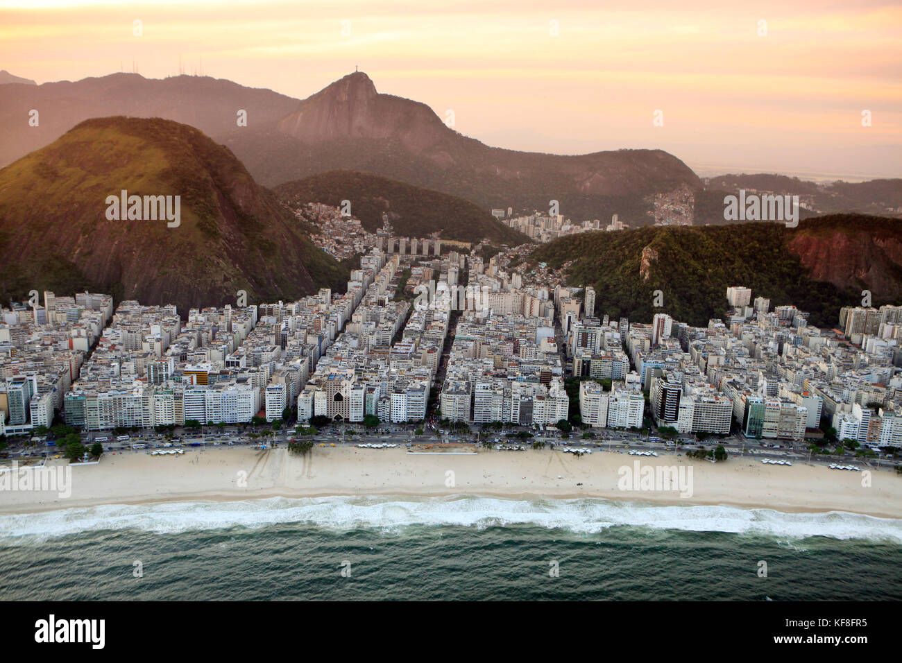 BRAZIL, Rio de Janiero, an ariel view of Copacabana Beach, which is ...