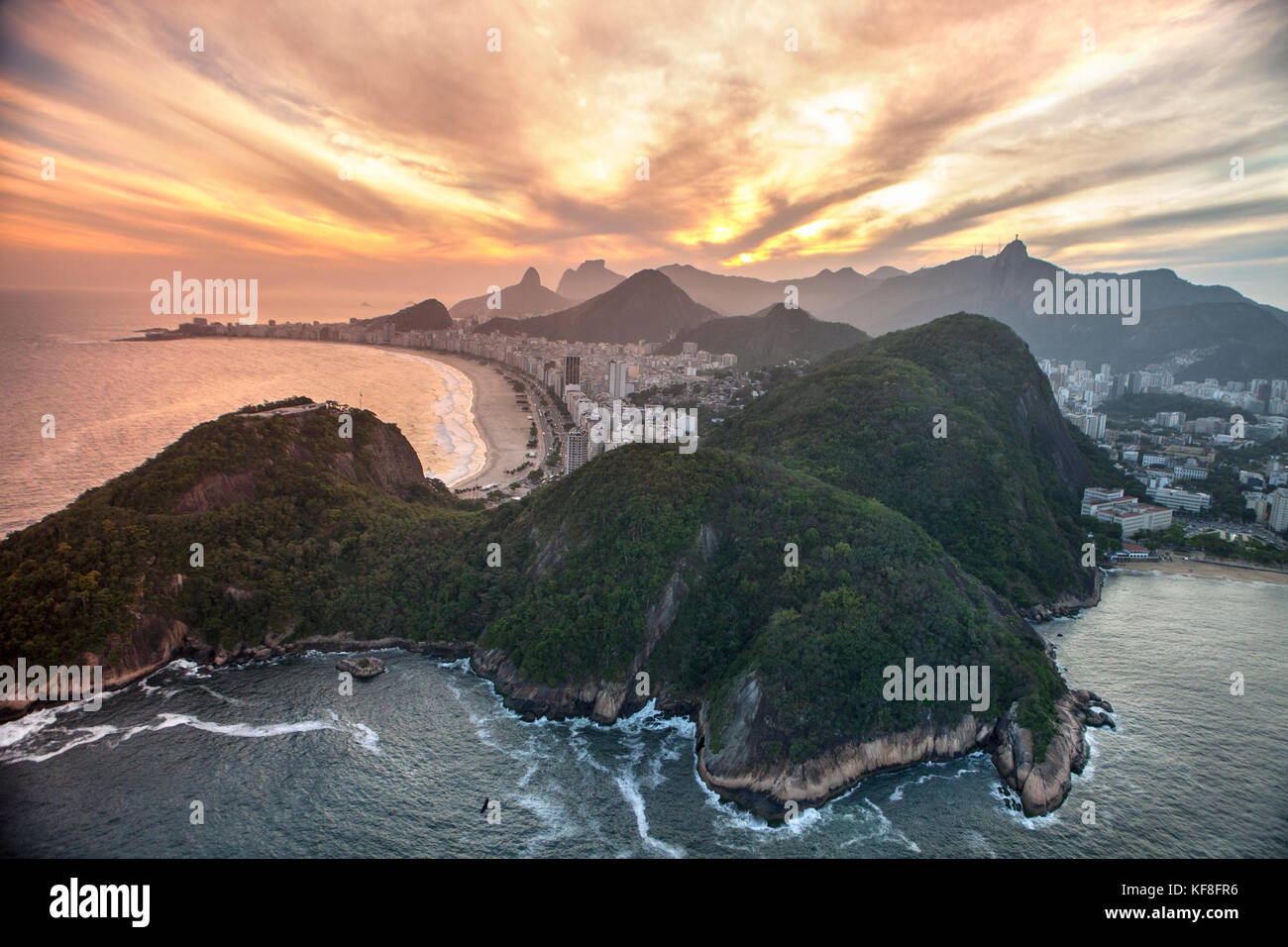 BRAZIL, Rio de Janiero, an ariel view of Copacabana Beach, which is ...