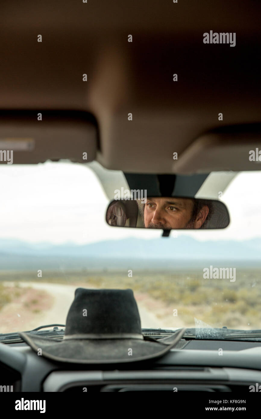 USA, Nevada, Wells, cowboy and wrangler Clay nannini transporting ...