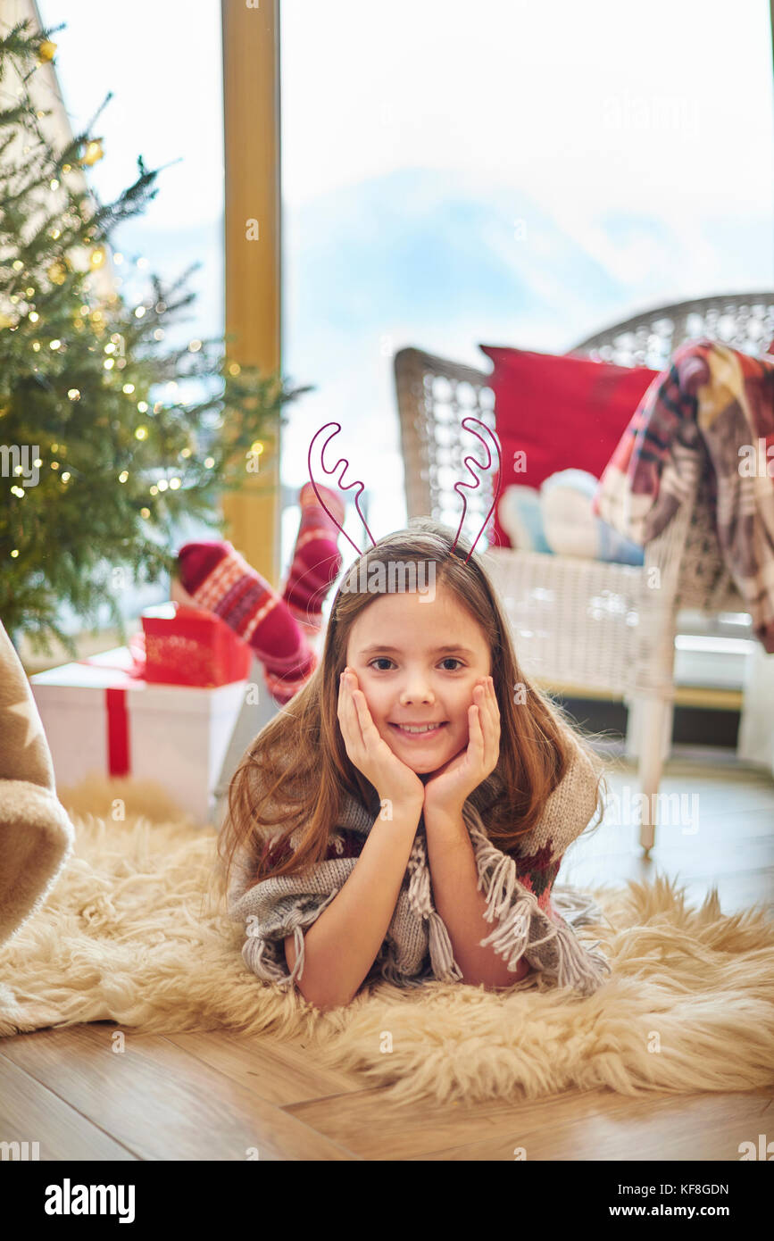 Christmas portrait of little girl Stock Photo - Alamy