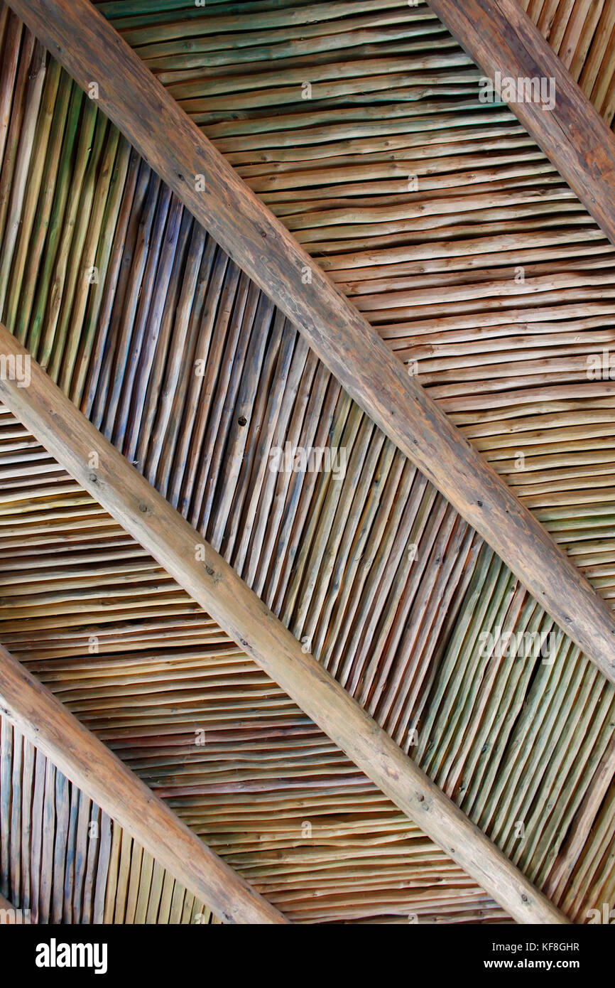 USA; New Mexico; Taos; The Mabel Dodge Luhan House ceiling detail Stock ...