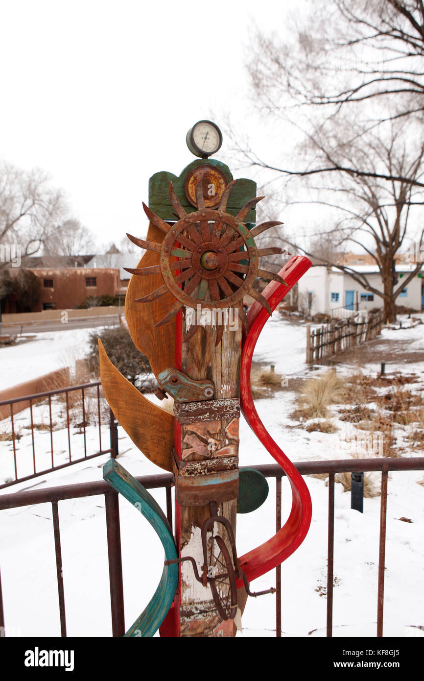 USA; New Mexico; Taos; sculpture in town on the old historic Ledoux ...
