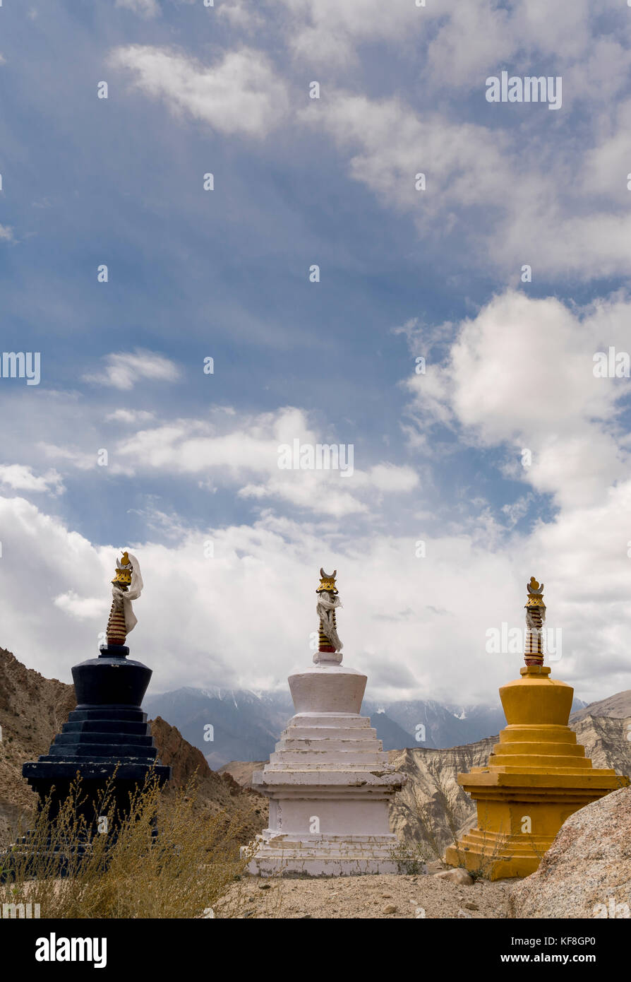 Three coloured stupas in Ladakh, India Stock Photo - Alamy