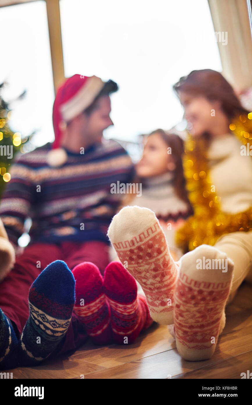 Close up of foot in warming wool socks Stock Photo - Alamy