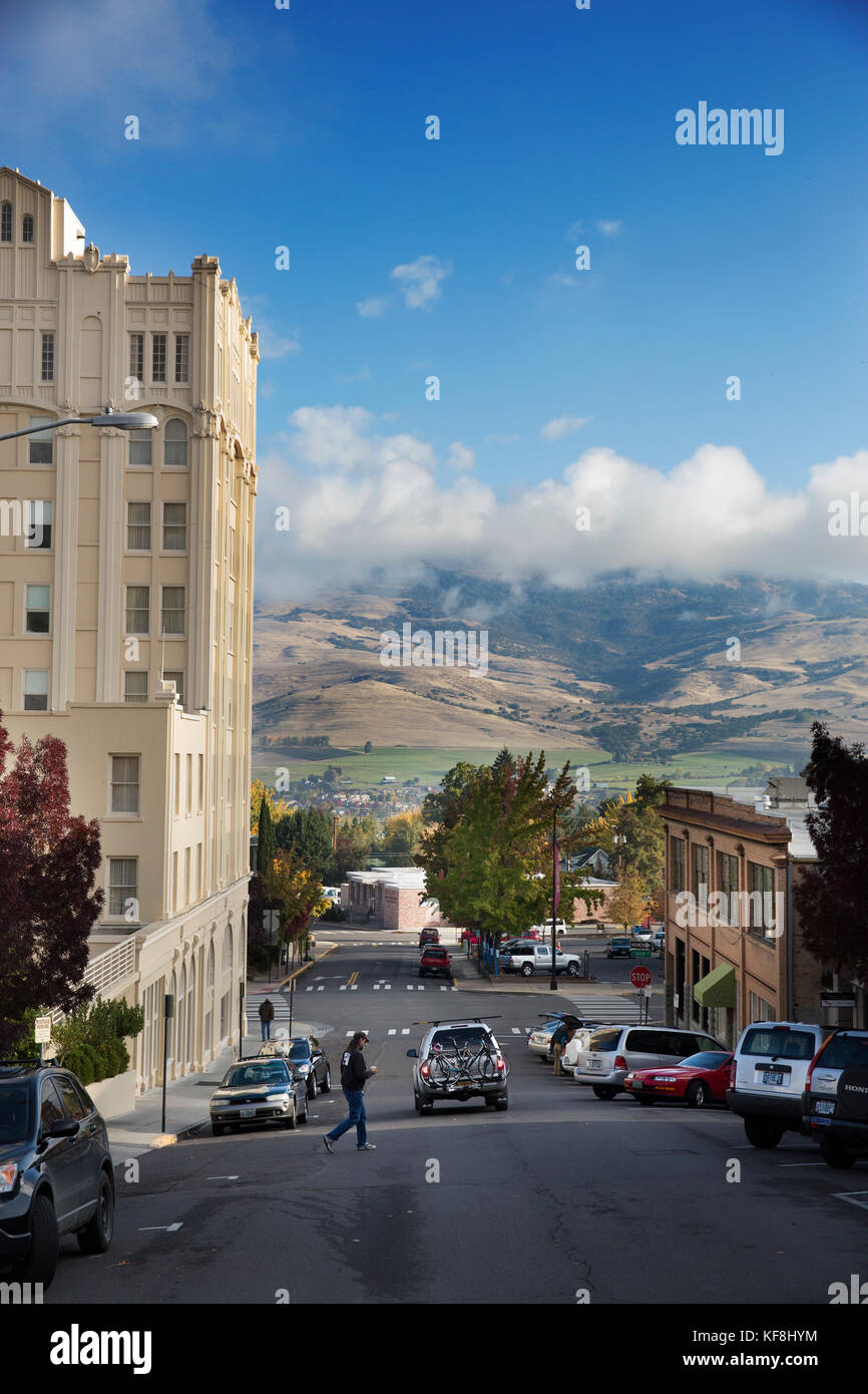 USA, Oregon, Ashland, South 1st Street looking to the East with the ...