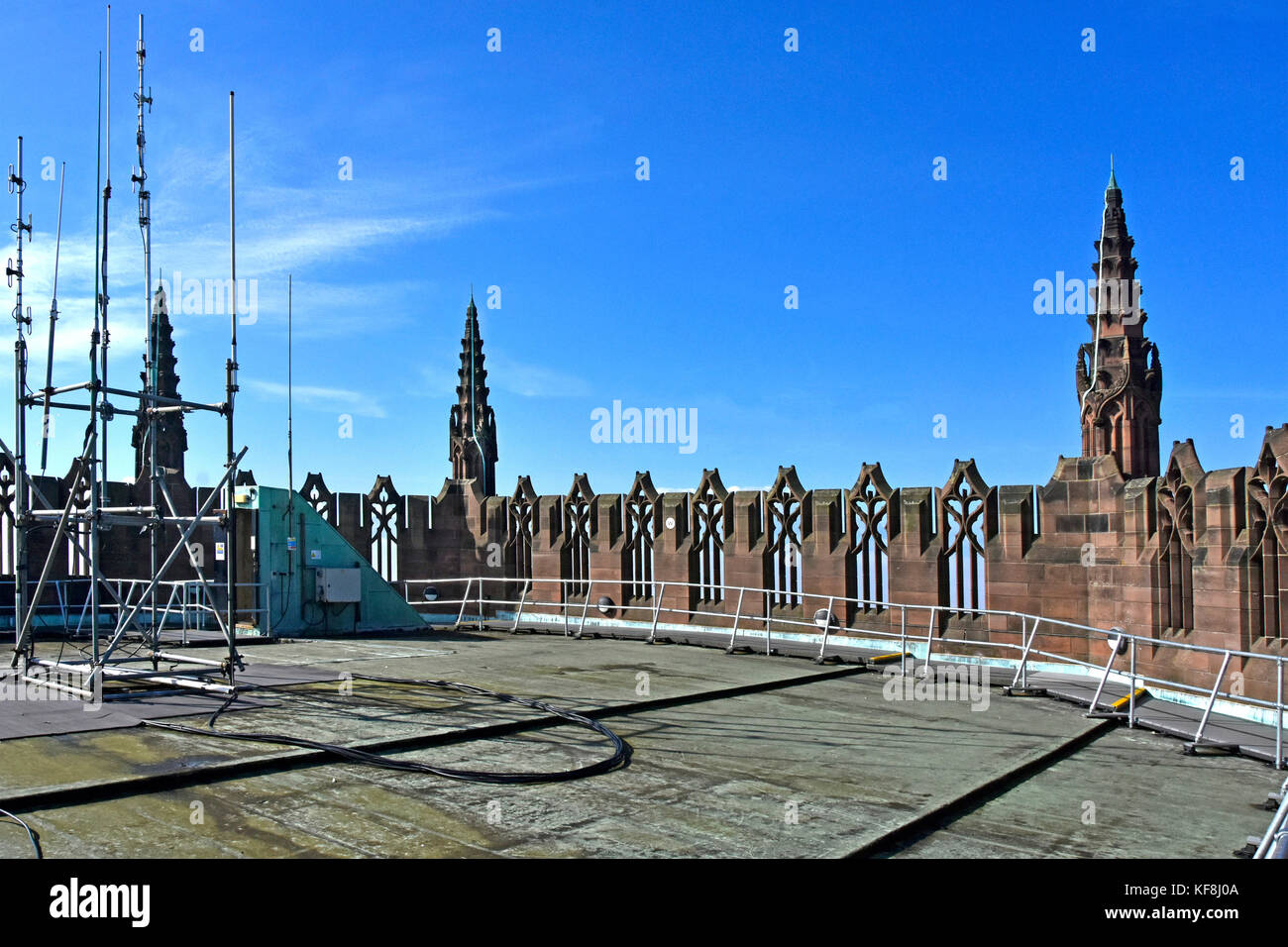 Liverpool Anglican cathedral bell tower roof perimeter walkway ...