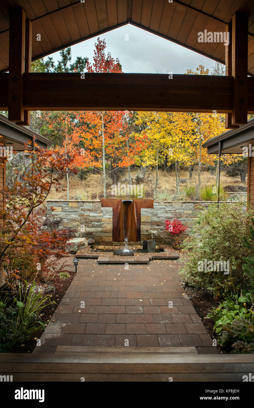 USA, Oregon, Bend, the fall colors begin to cover the town of Bend ...