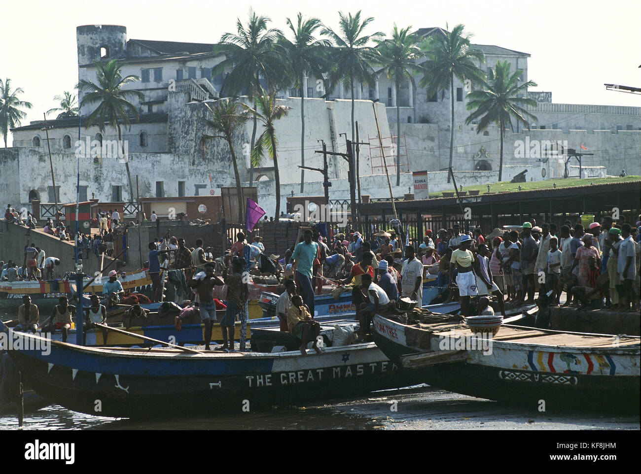 GHANA Elmina THE PORT OF FISHERIES AND THE CASTLE OF ST GEORGE Stock ...