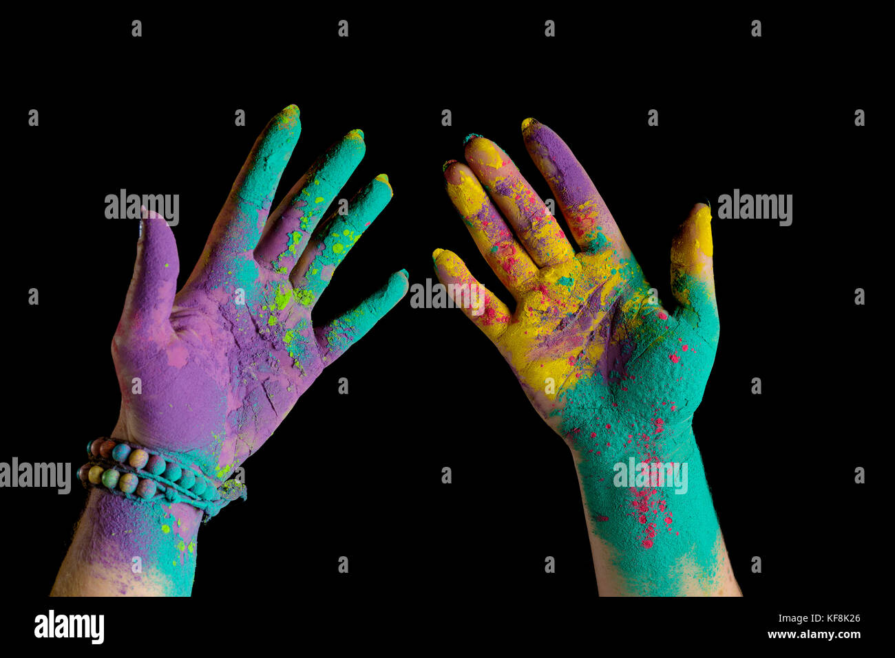 Holi painted hands Stock Photo - Alamy