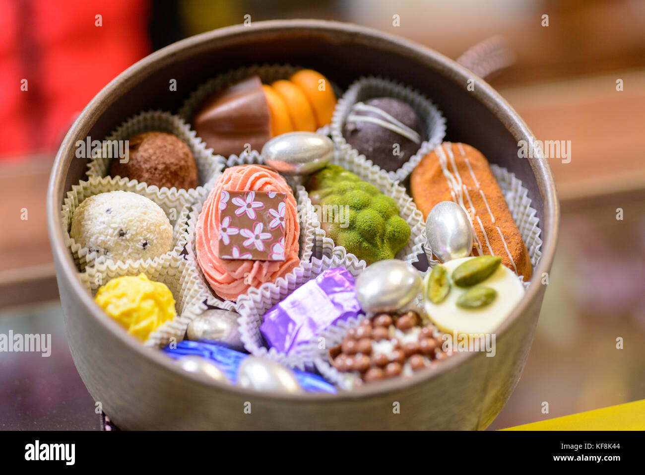 Chocolates in a box Stock Photo - Alamy