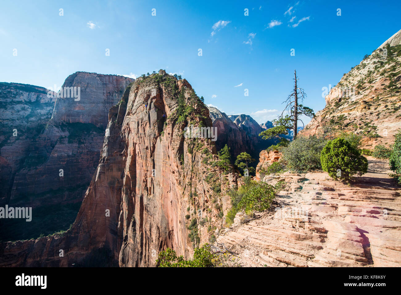 Narrow edge leading to Angel´s landing, Zion National Park, Utah, USA ...