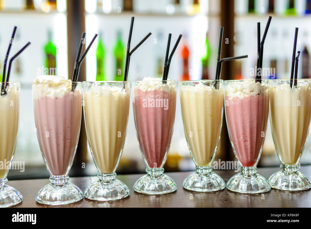 Milk cocktail on bar Stock Photo - Alamy