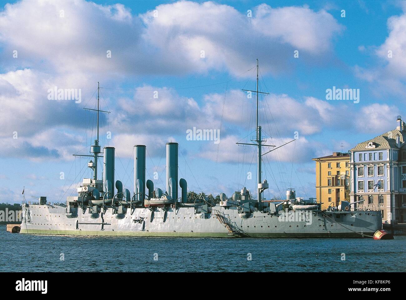 Russia, Saint Petersburg, Cruiser Aurora (Krejser Avrora, 1900 Stock ...