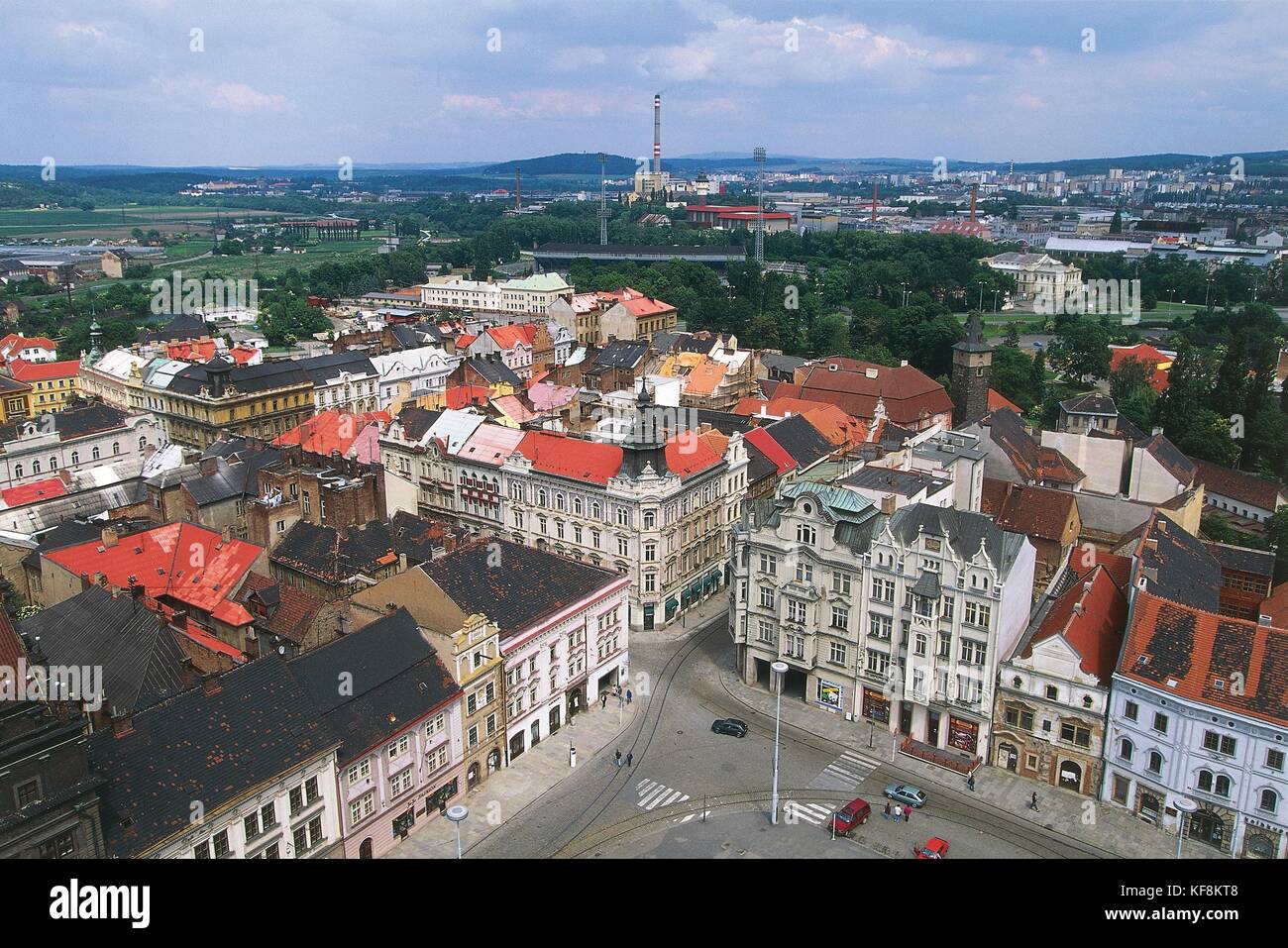 Czech Republic, West Bohemia, Pilsen (Plzen), view from the church of ...