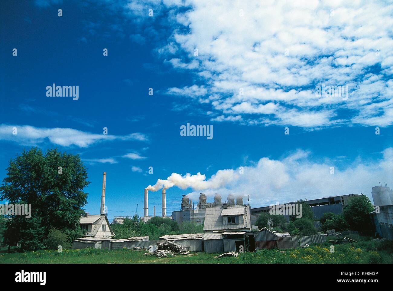 Estonia, Kunda, Air pollution caused by a cement factory Stock Photo ...