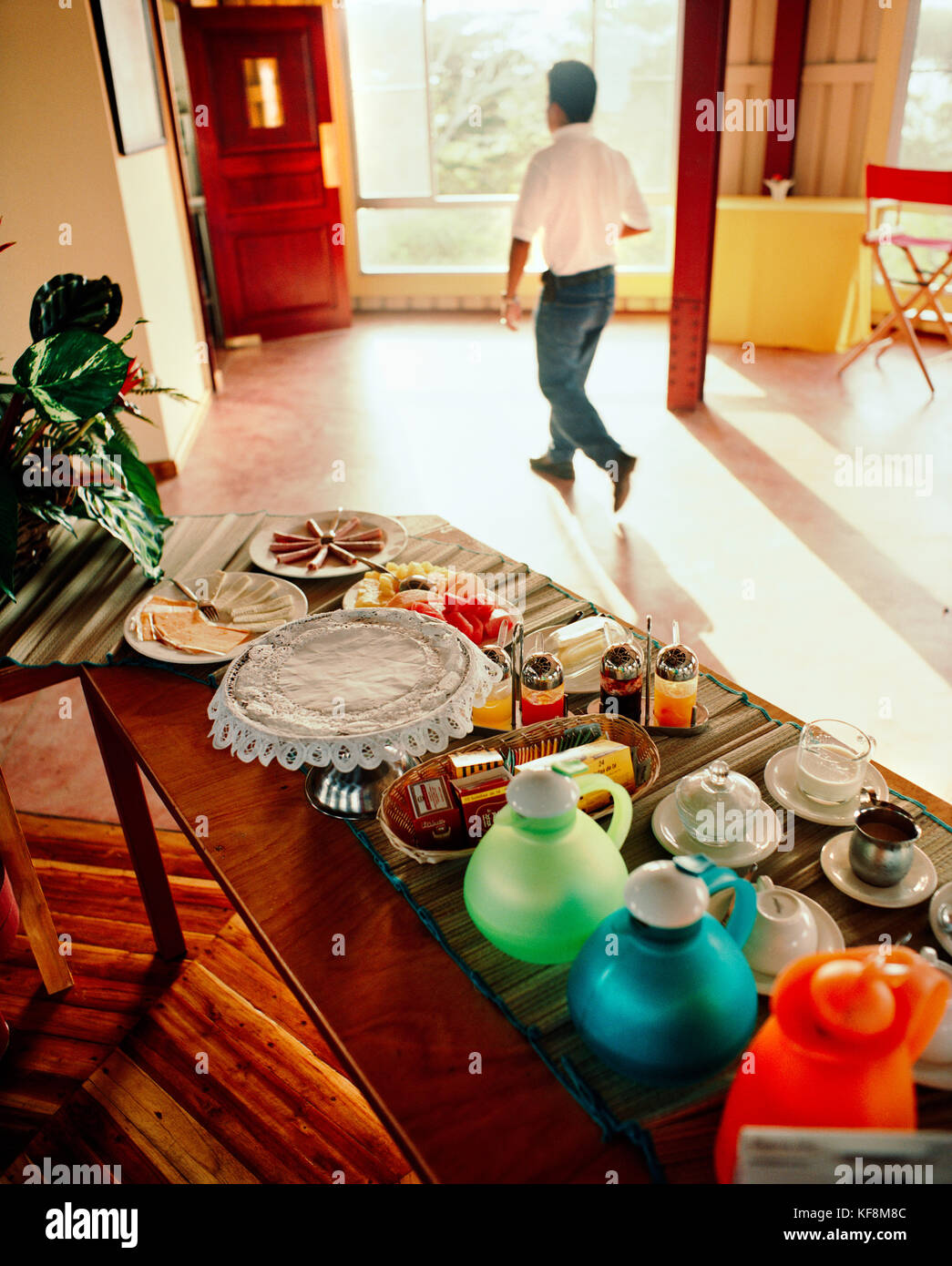 PANAMA, Panama City, Gamboa, breakfast is served at the Canopy Tower, a ...