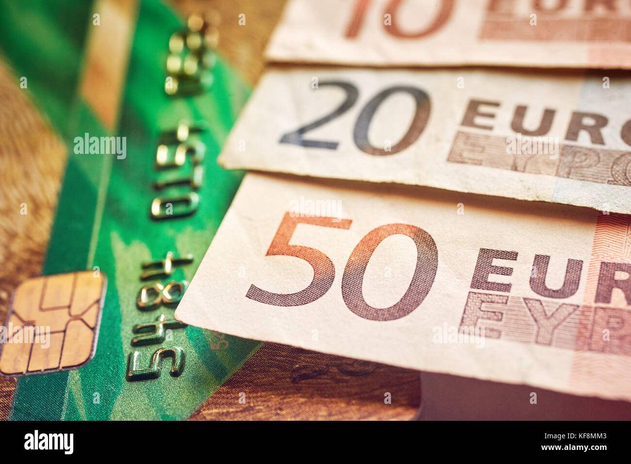 Euro bills and credit card background Stock Photo - Alamy