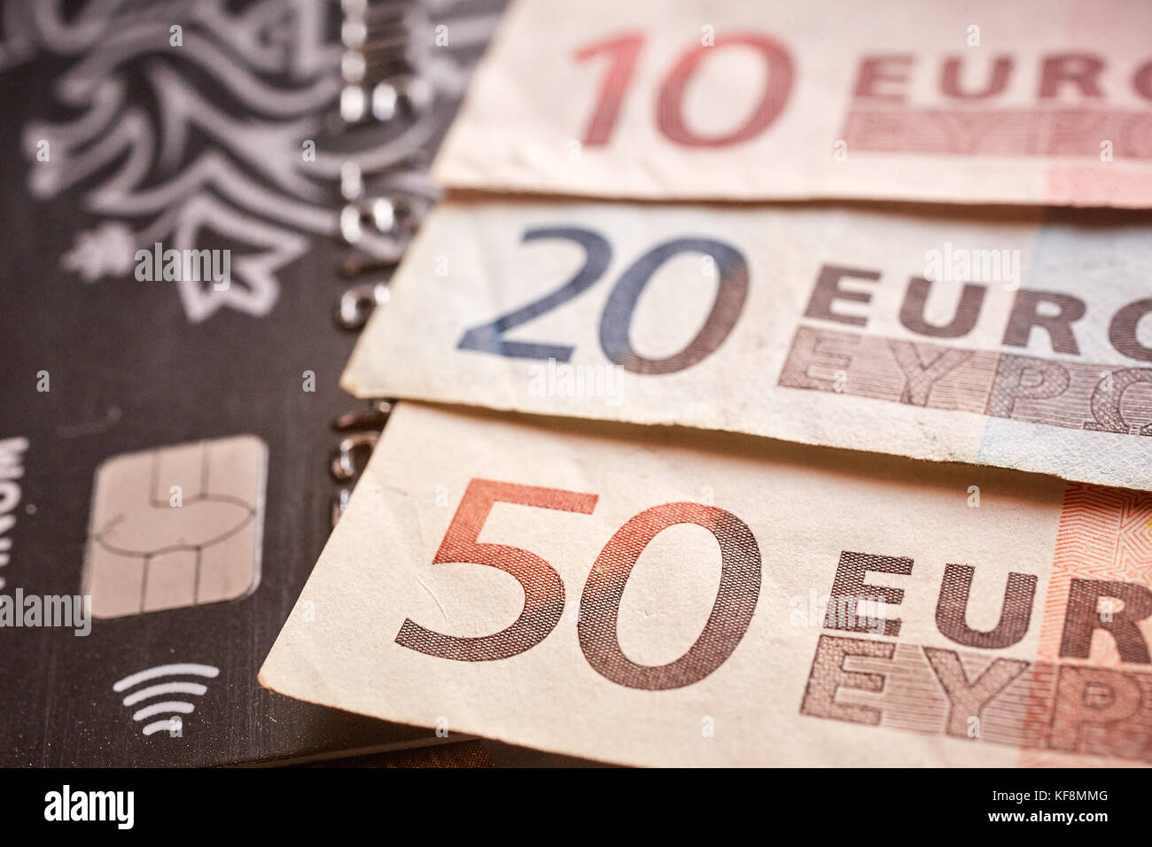 Euro bills and credit card background Stock Photo - Alamy