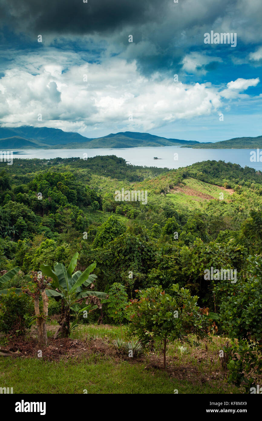 PHILIPPINES, Palawan, Sabang, roadside mountain and ocean view on the ...