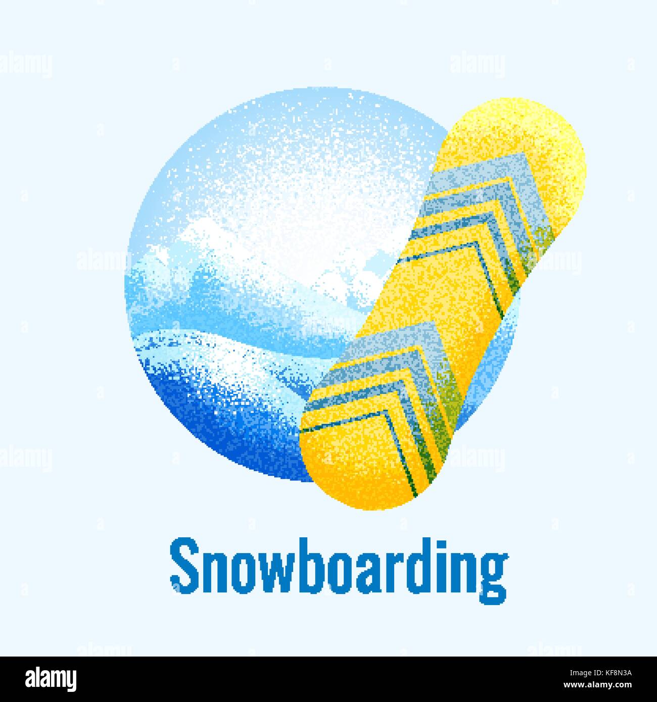 Snowboarding retro banner. Winter mountain landscape background with ...