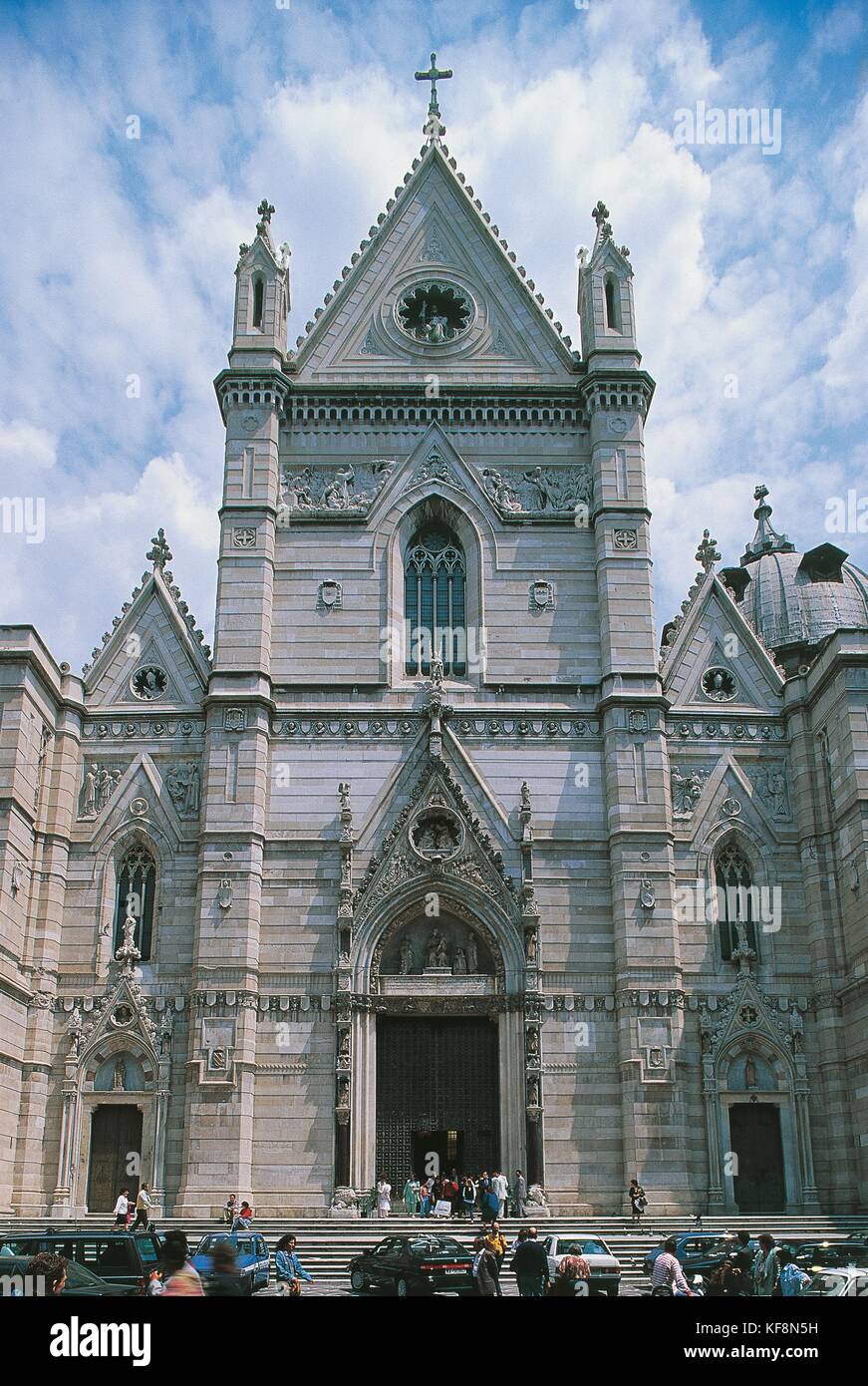 Italy, Campania Region, Naples, Cathedral, Neogothic Facade Stock Photo ...