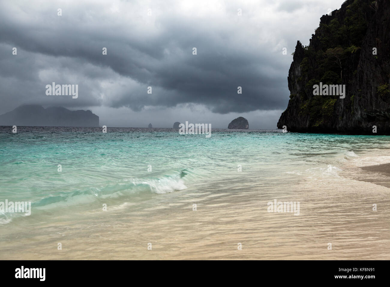 PHILIPPINES, Palawan, El Nido, Entalula Island, island detail in Bacuit ...