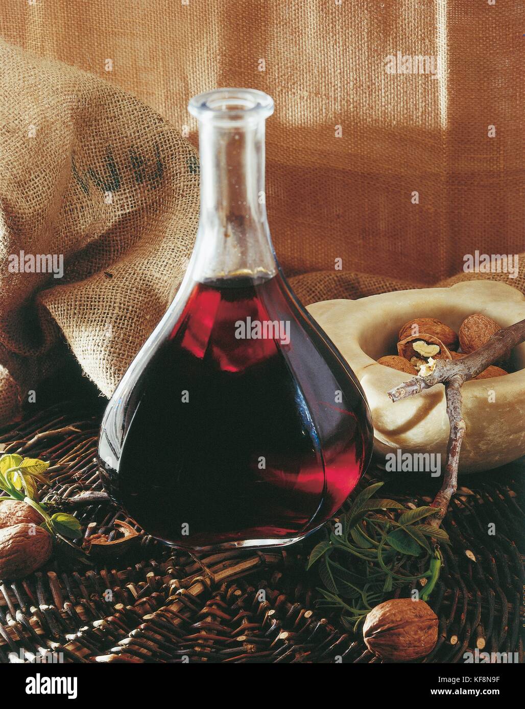 Liqueurs, Wine Of Walnut Stock Photo - Alamy
