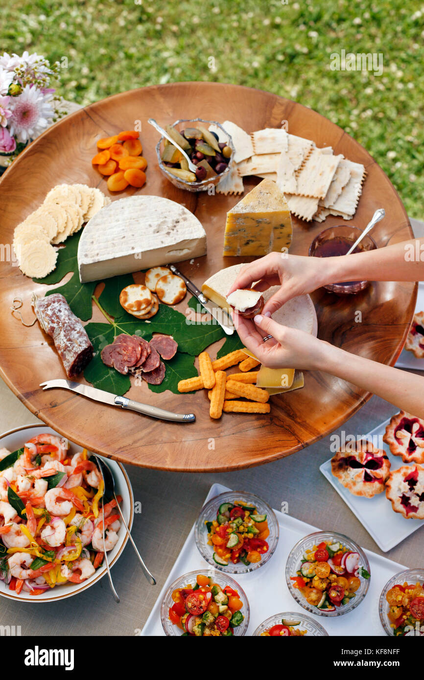 USA, Tennessee, Nashville, Iroquois Steeplechase, cheese tray set up at ...