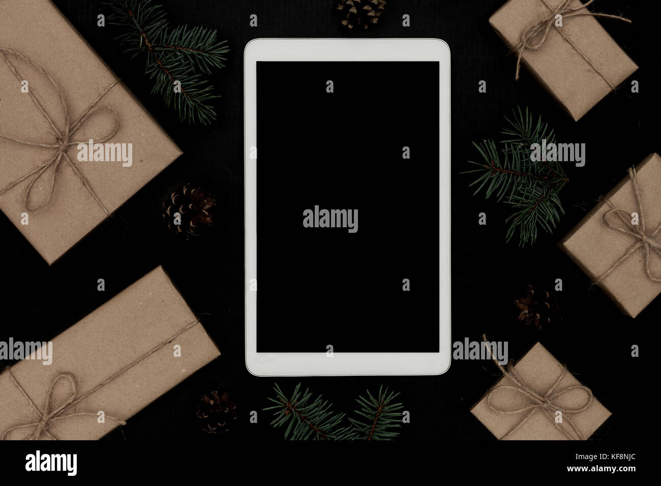 gift boxes and tablet Stock Photo - Alamy