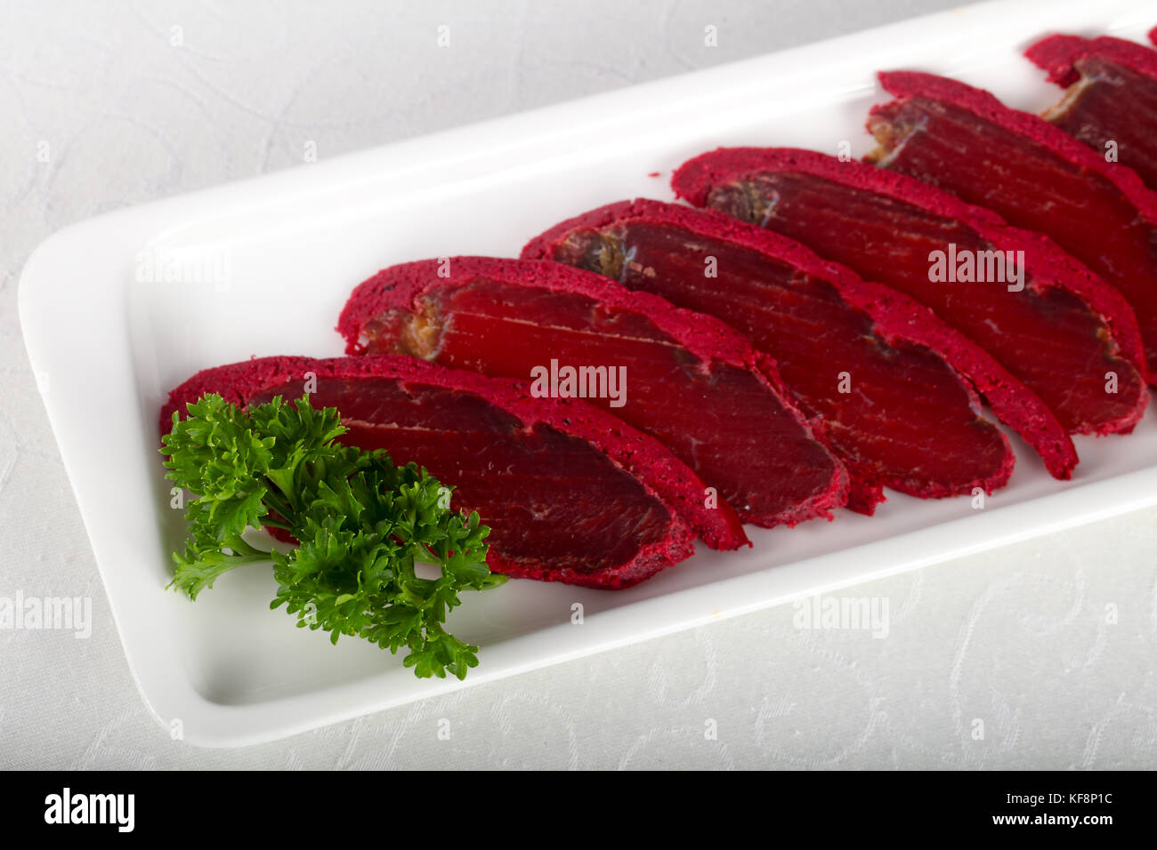 Beef basturma meat Stock Photo - Alamy