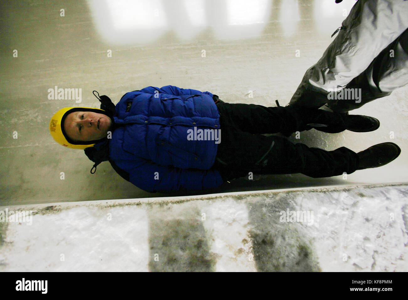 USA, Utah, Park City, Henry Druce awaits his start at the top of the ...