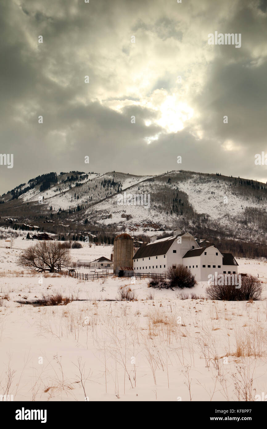 USA, Utah, Park City, the McPolin Farmstead and barn, built in the 1920 ...