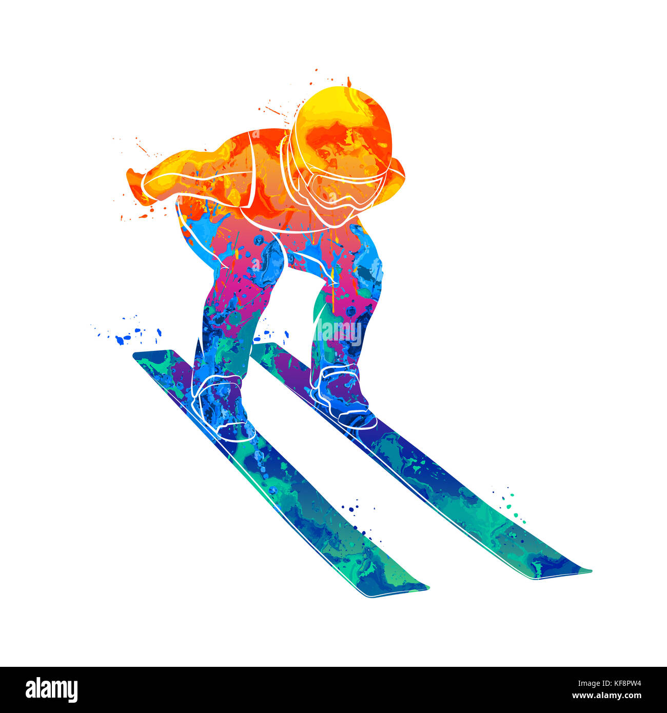 Jumping skier design Cut Out Stock Images & Pictures - Alamy