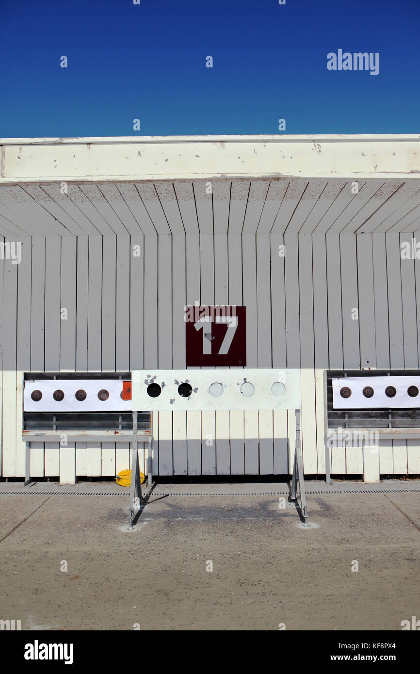 USA, Utah, Midway, Soldier Hollow, targets at the Biathlon rifle range ...