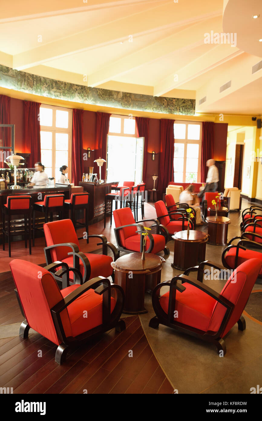 VIETNAM, Hue, La Residence Hotel, an interior view of the bar and lobby ...