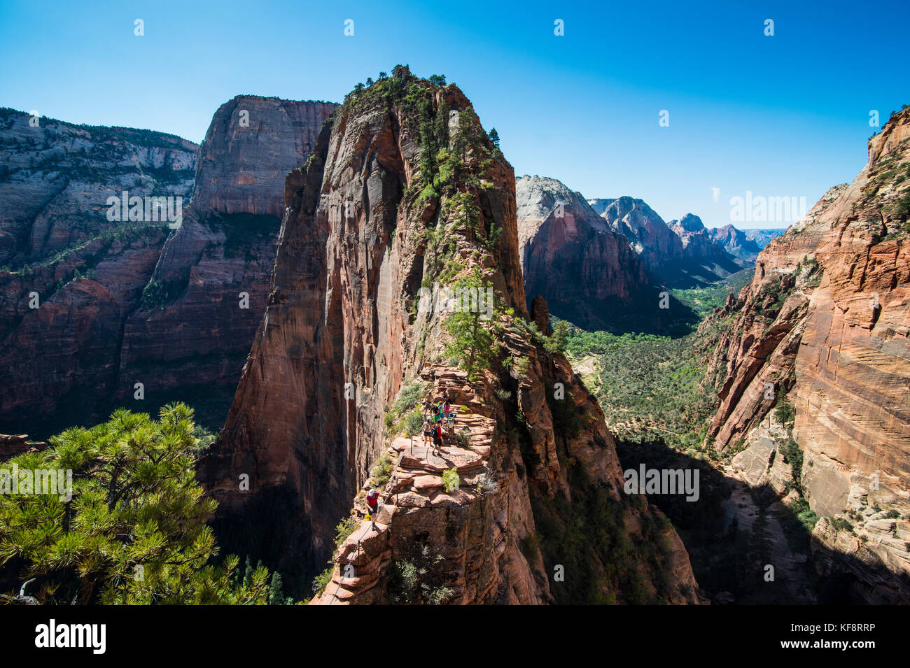 Narrow edge leading to Angel´s landing, Zion National Park, Utah, USA ...