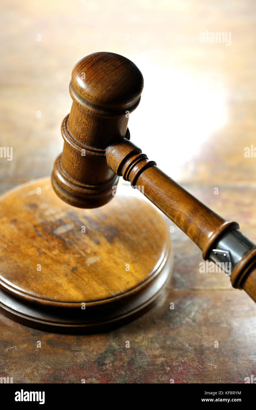 wooden gavel above sound block Stock Photo - Alamy