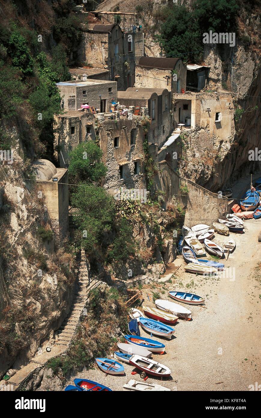 Italy, Campania Region, Furore in the province of Salerno, Ravine Stock ...