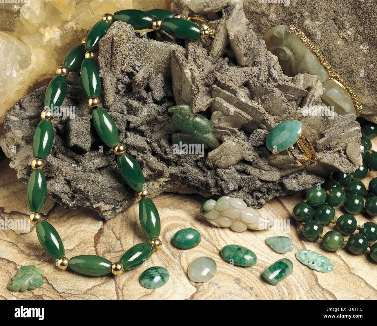 STILL LIFE JEWELS AND GEMSTONES, Jade Stock Photo - Alamy