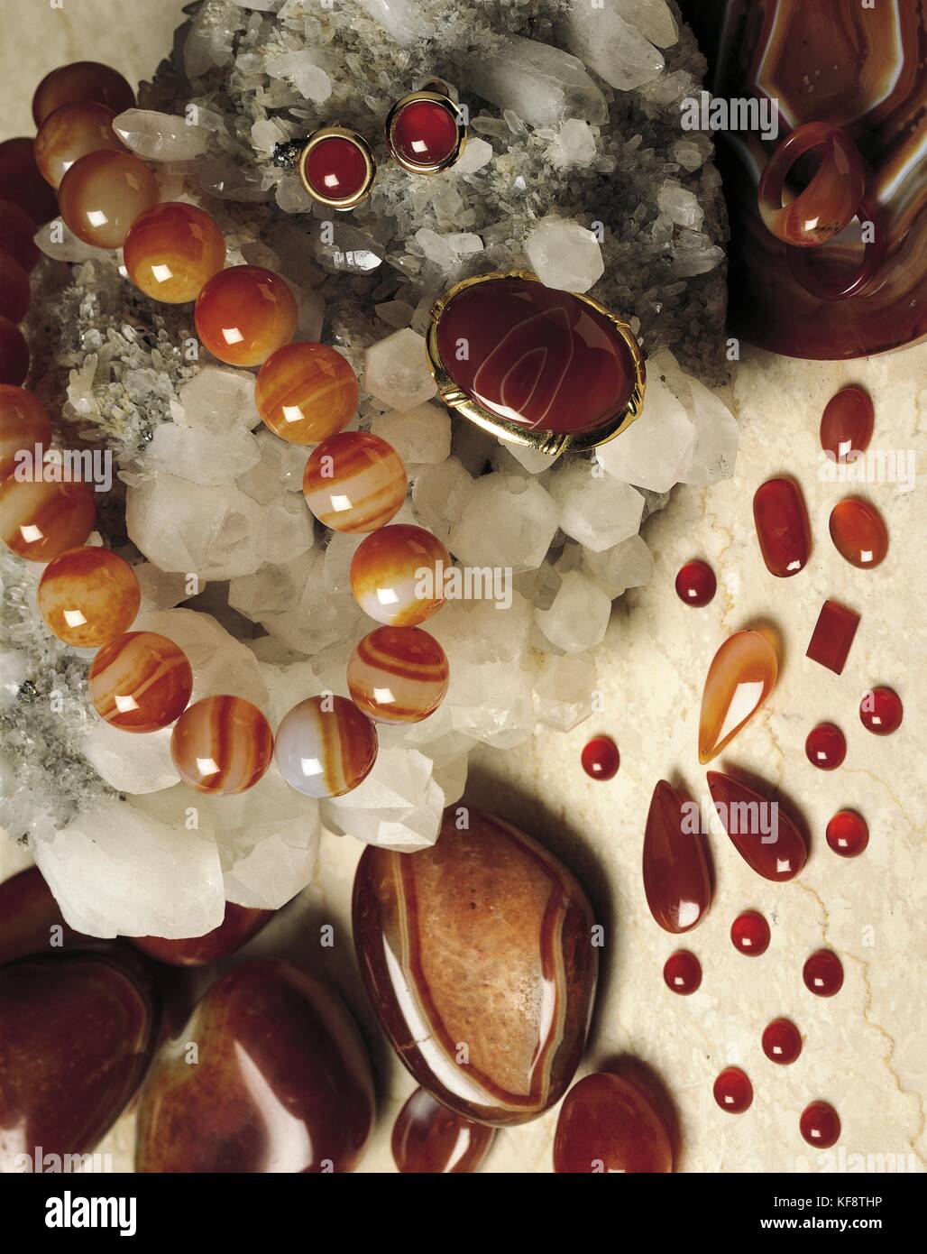 Still Life, Jewels And Precious Stones Corniola Stock Photo - Alamy