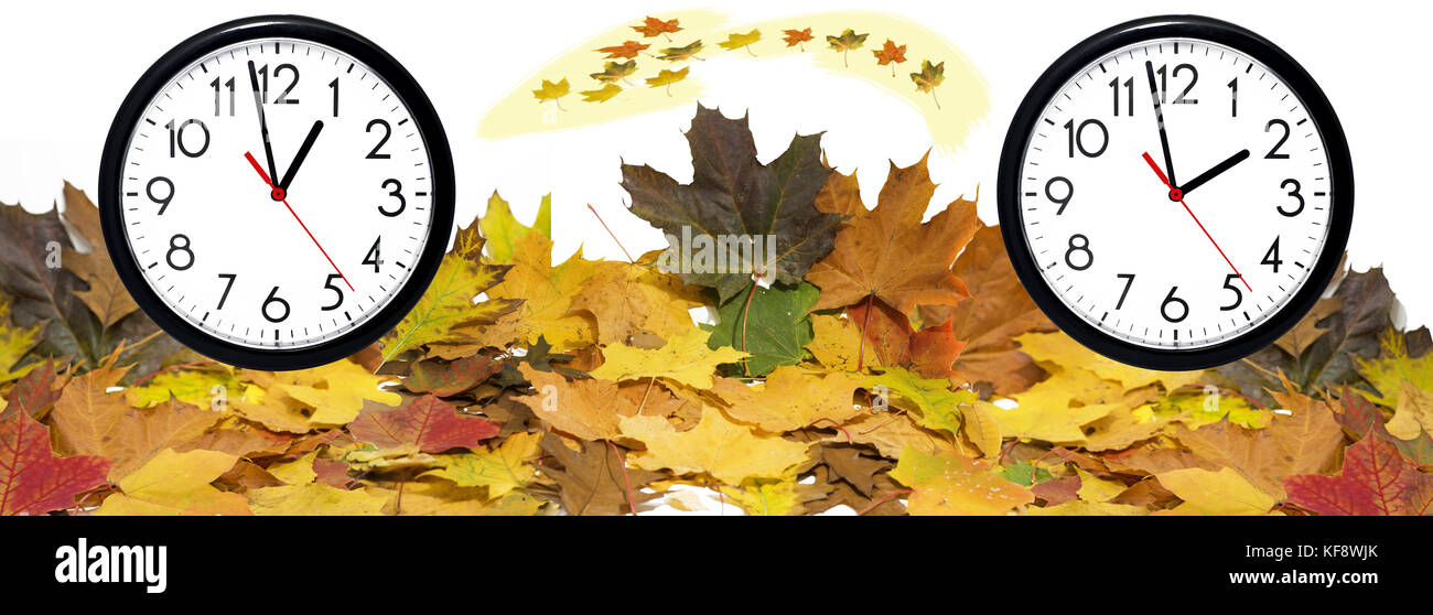 Daylight Saving Time. USA time zone 2017. Wall Clock going to winter ...