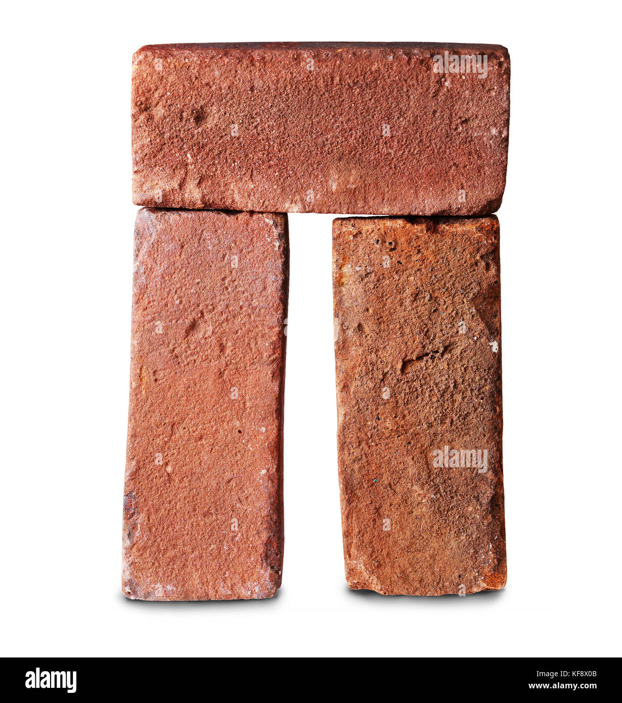 Red Brick stacked together isolated on white background Stock Photo - Alamy