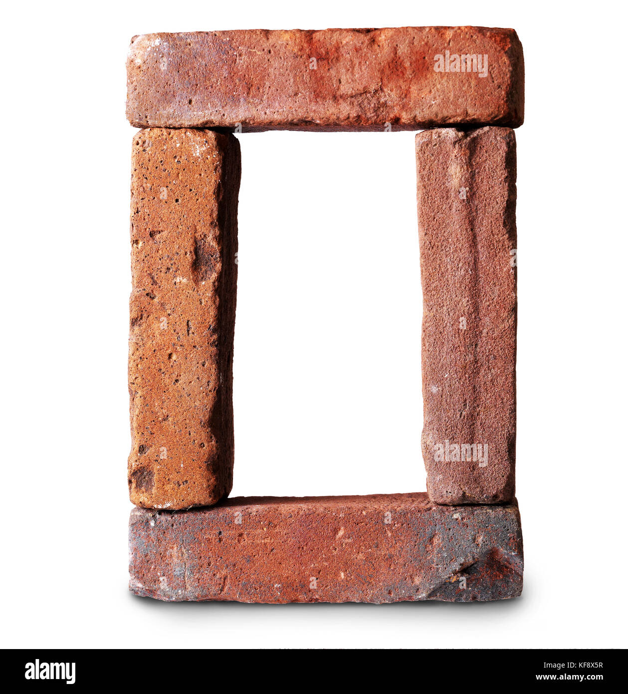 Red Brick stacked together isolated on white background Stock Photo - Alamy