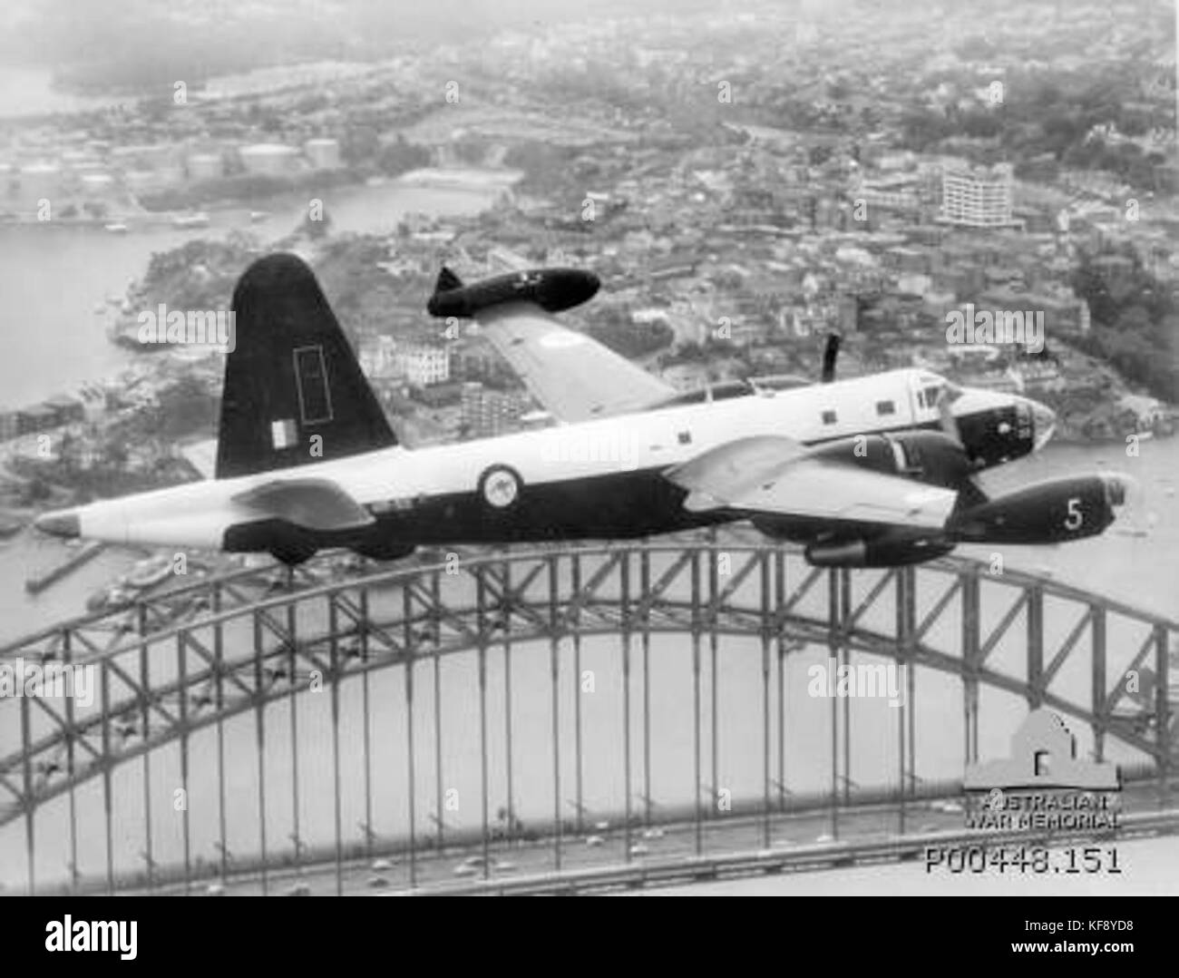 11 Squadron RAAF Neptune over Sydney Harbour Bridge 1951 AWM P00448.151 ...