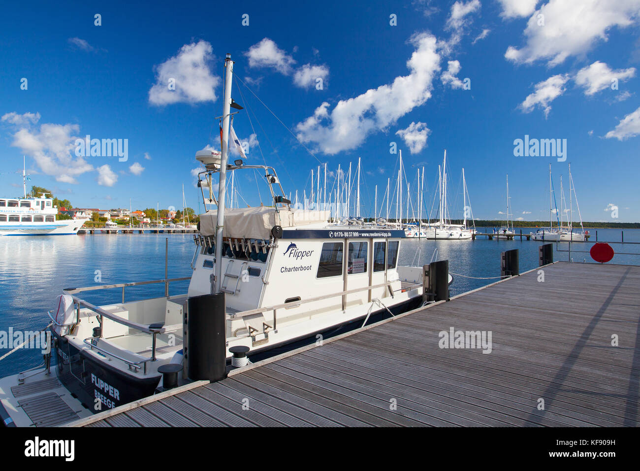 Ruegen Island,Germany: September 27,2015: White yachts in the harbor on ...